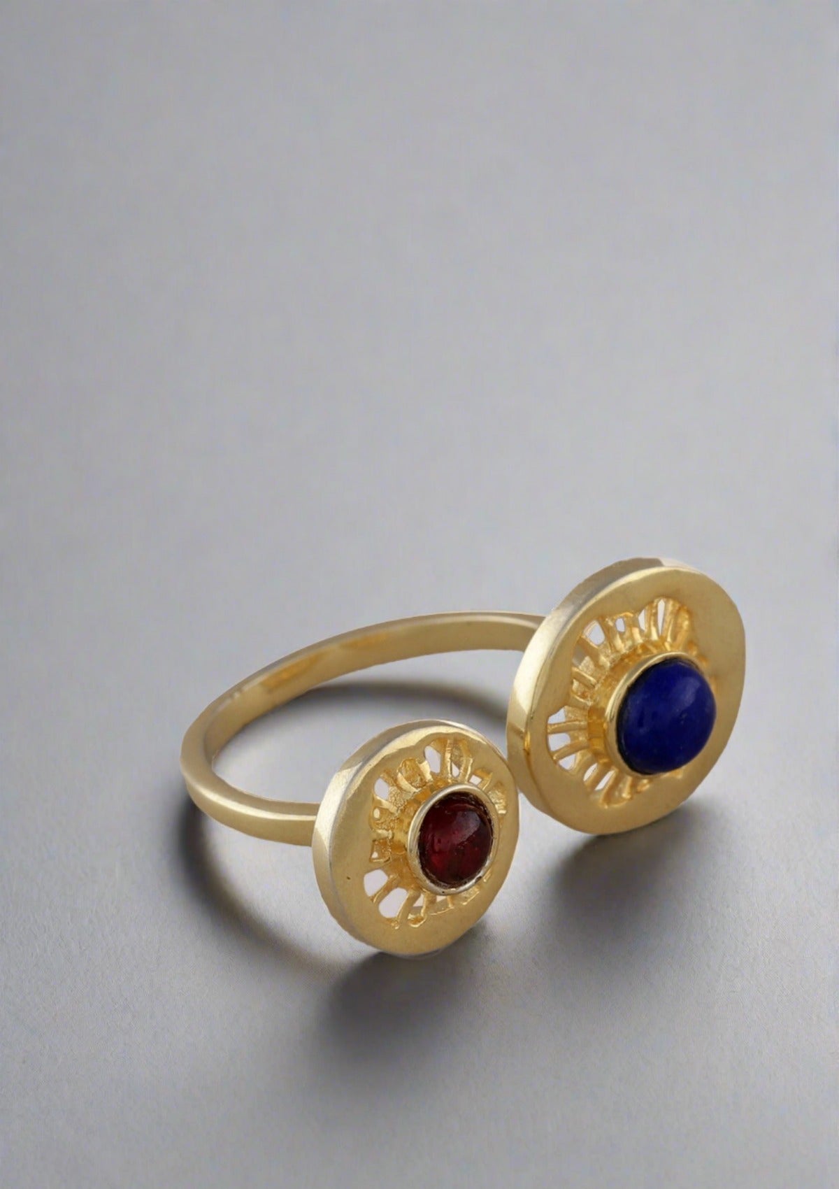 18K Gold Plated Adjustable Dual Stone Ring – IshqMe