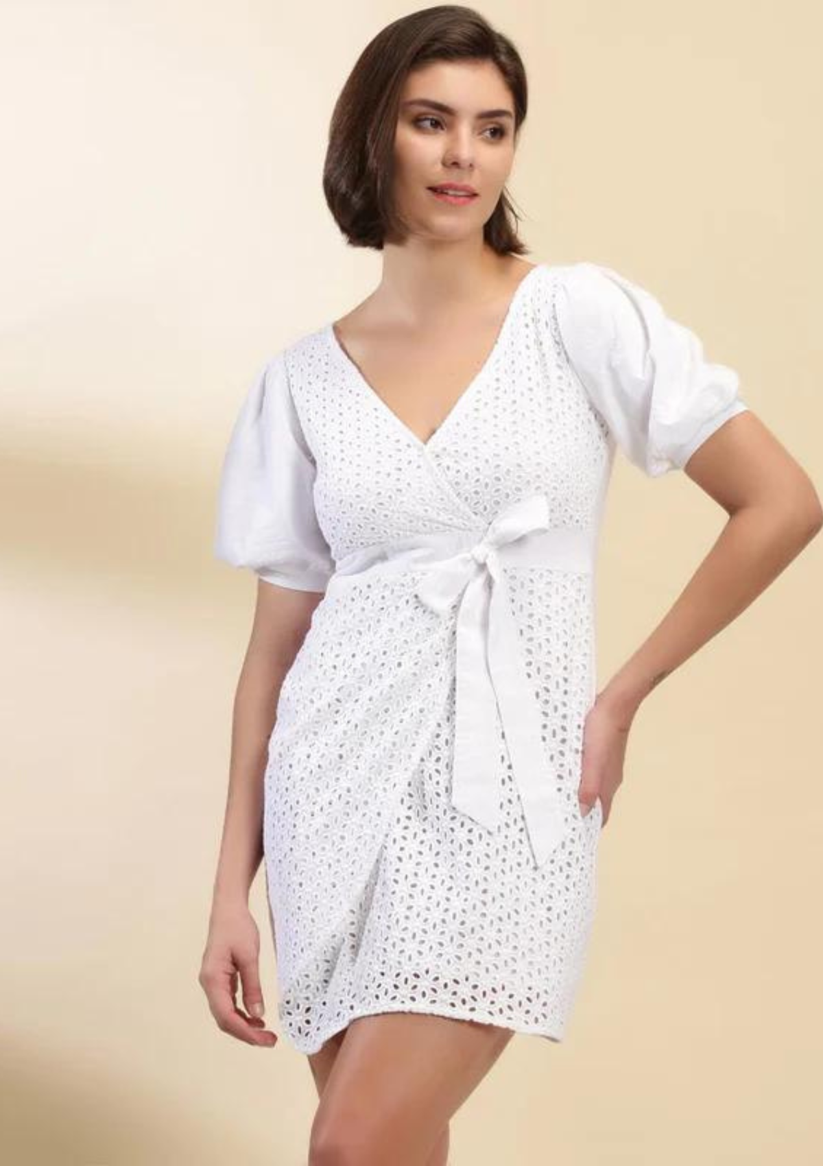 Shop Overlap Schiffli Embroidered Dress Online | IshqMe